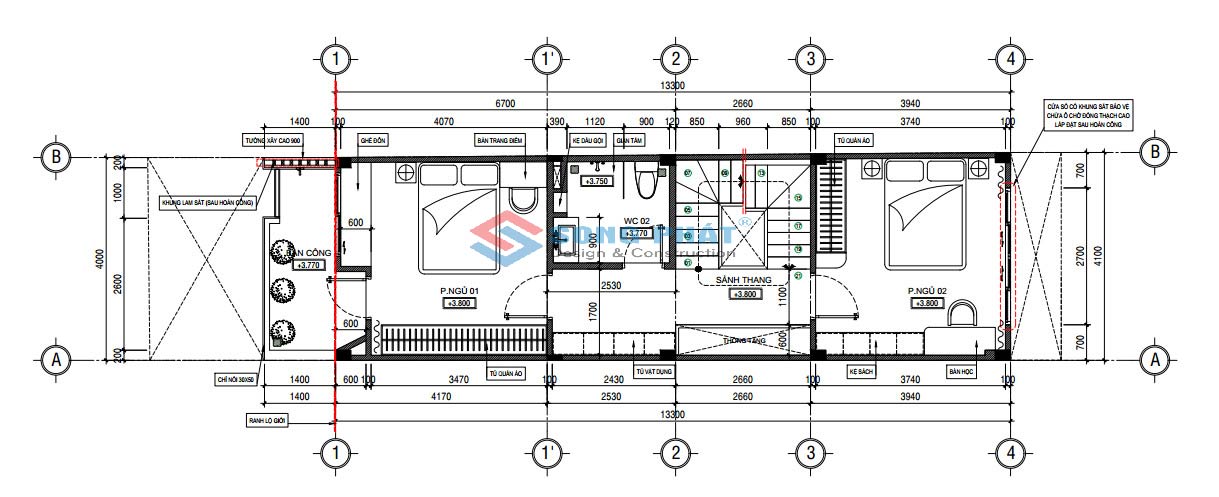 Nét đẹp tinh tế trong thiết kế của ngôi nhà 1 trệt 2 lầu 4x20m - Bình Tân - Xây Dựng Song Phát